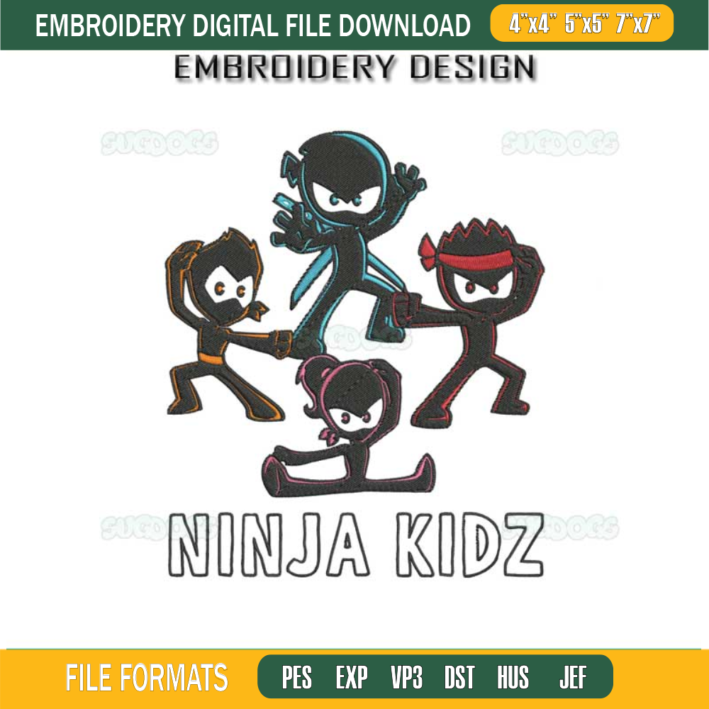 Ninja Kidz Embroidery Design File, Kids Boy Ninja For TV Kid | Inspire ...