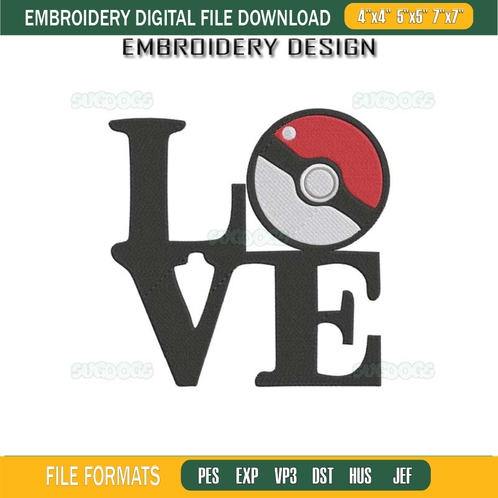 Pokemon Love Embroidery Design, Pikachu Embroidery Design | Inspire Uplift