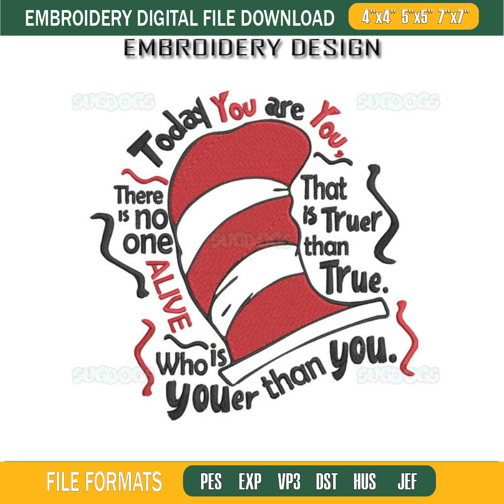 Read Across America Embroidery Design File, Dr Seus Embroide | Inspire ...