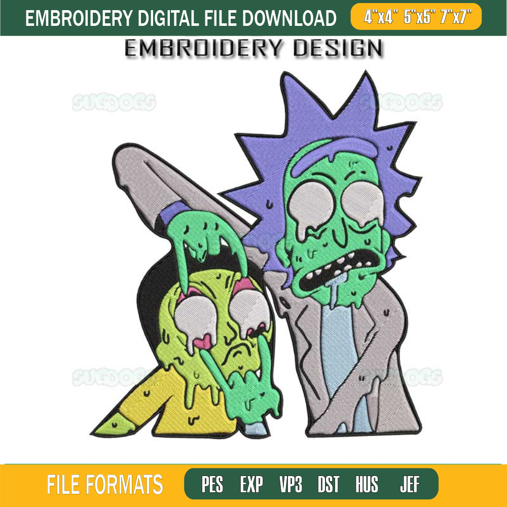 Rick And Morty Halloween Embroidery Design File, Rick And Mo | Inspire ...