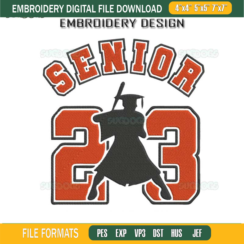 Senior 2023 Embroidery Design File, Air Senior 23 Embroidery | Inspire ...