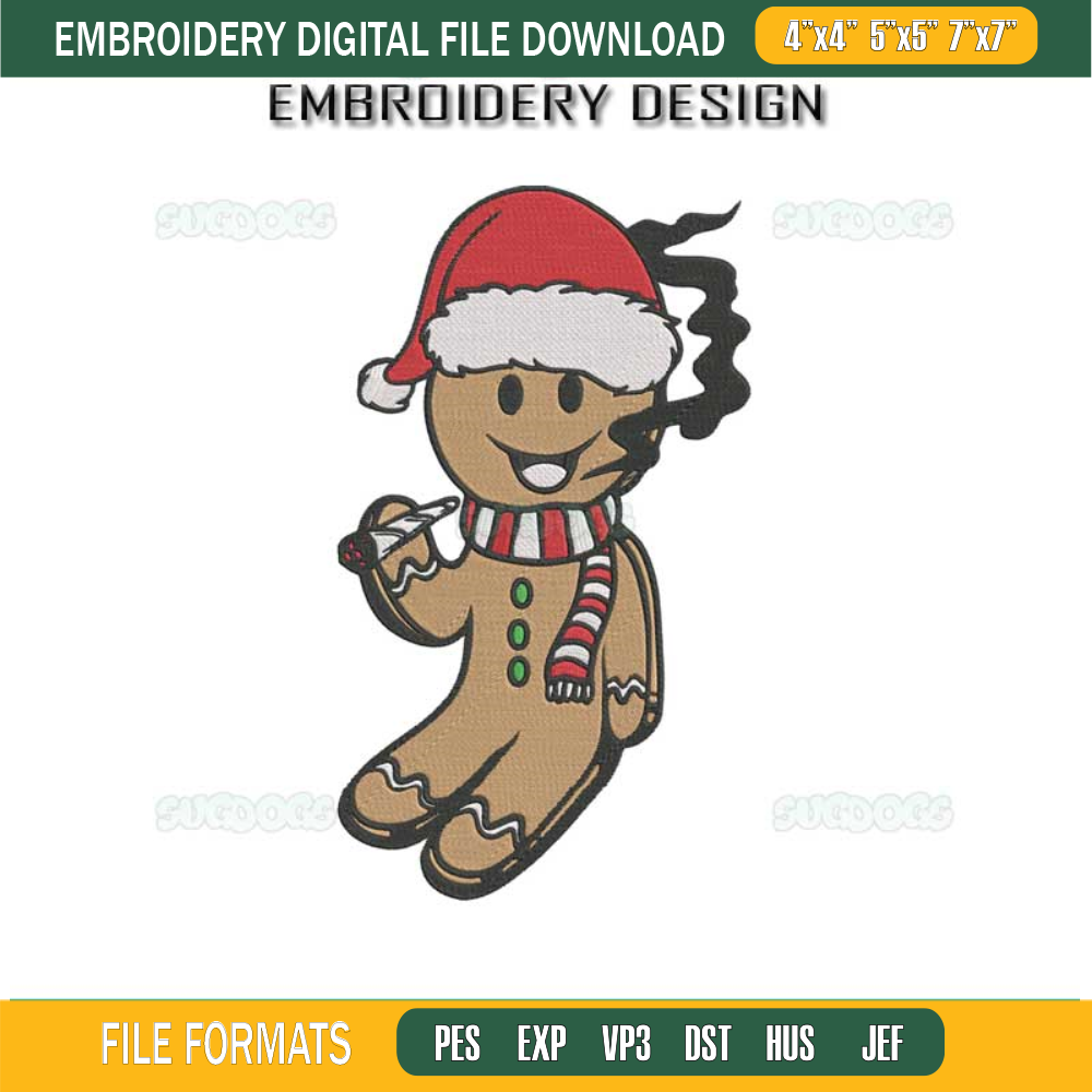 Smoking Gingerbread Man Embroidery Design File, Smoking Weed | Inspire ...