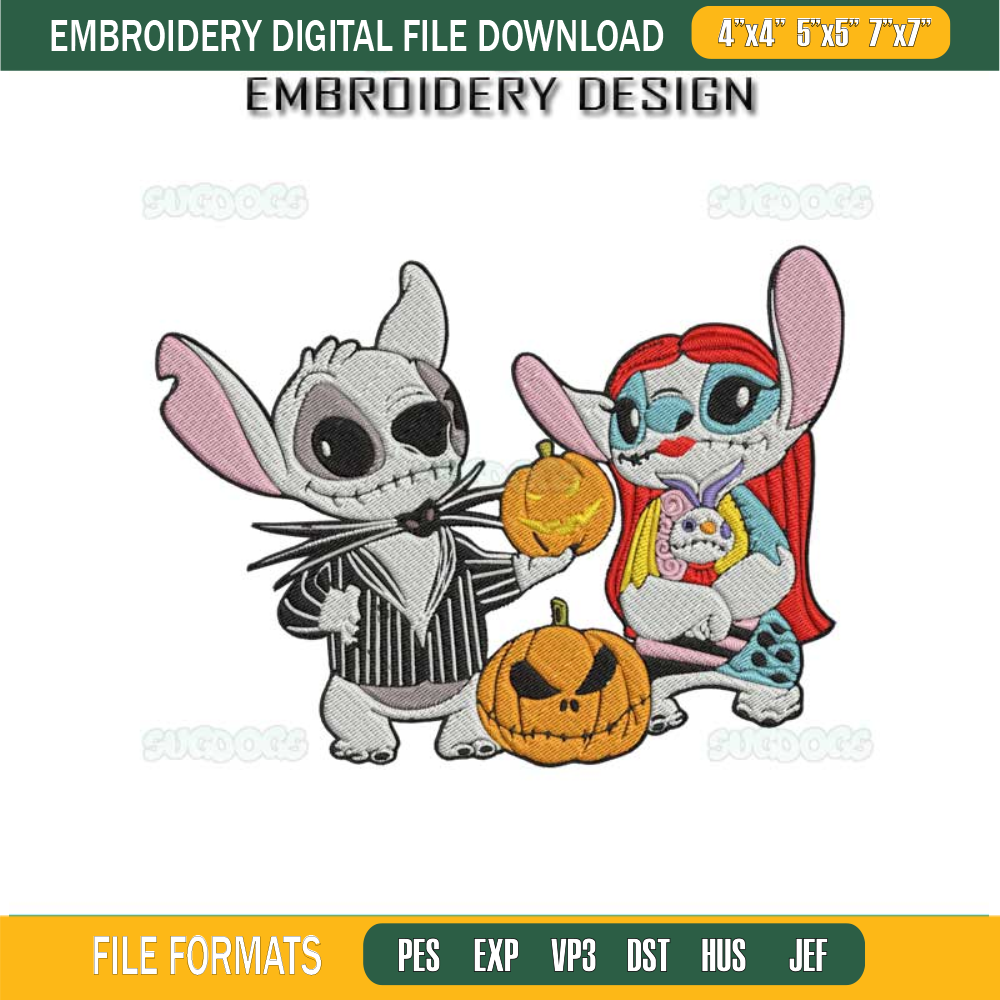 Stitch Jack Skellington And Sally Embroidery Design File, St | Inspire ...