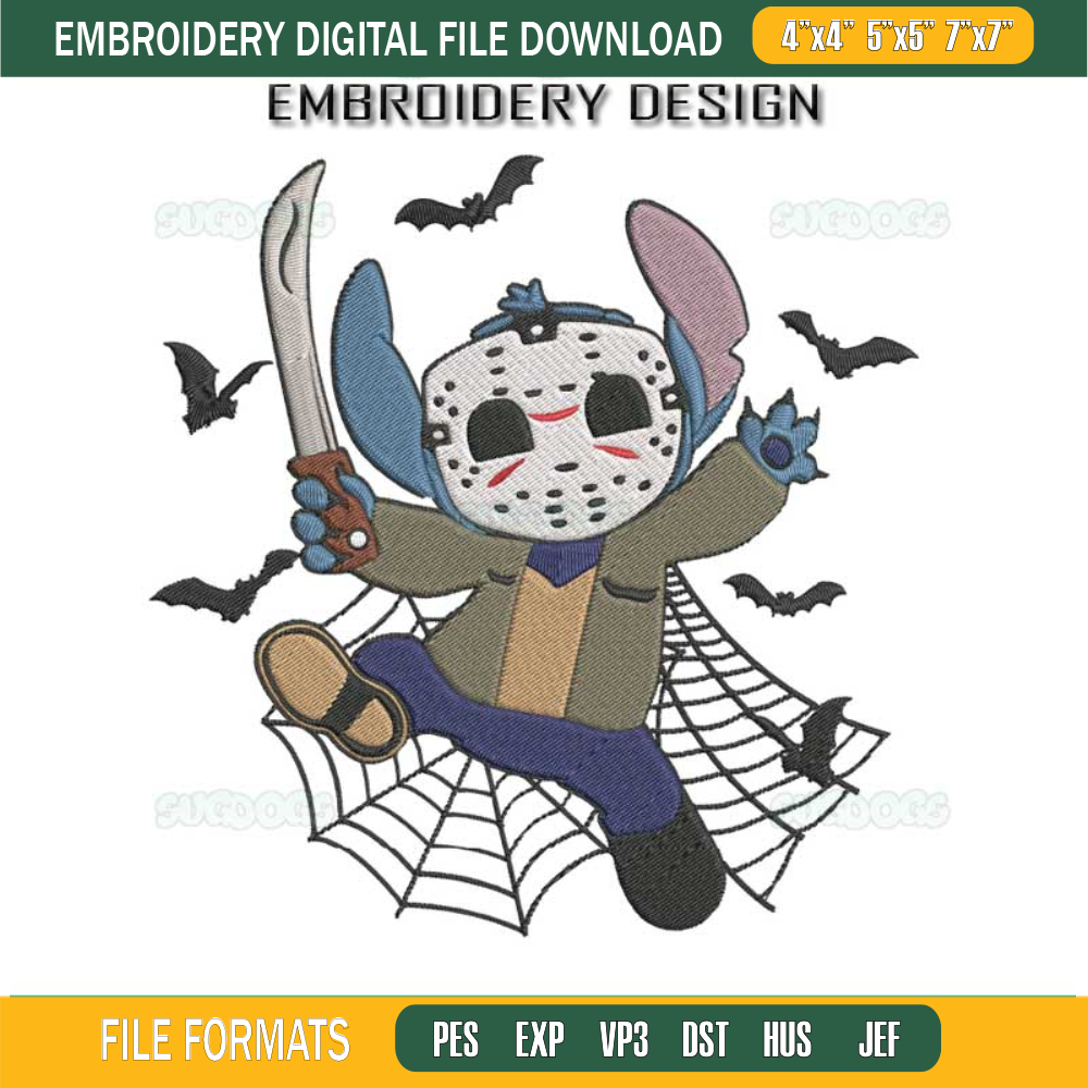 Stitch Jason Embroidery Design File, Stitch Halloween Embroi | Inspire ...