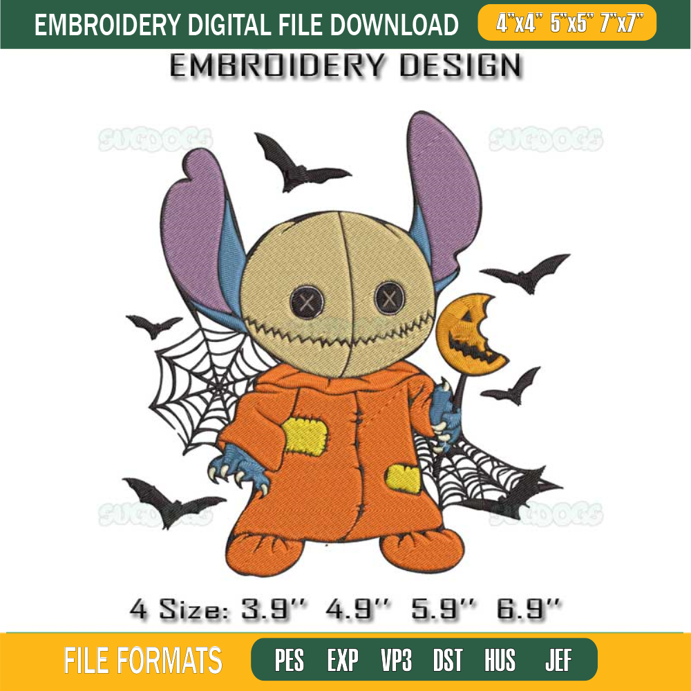 Stitch Sam Trick Or Treat Embroidery Design File | Inspire Uplift