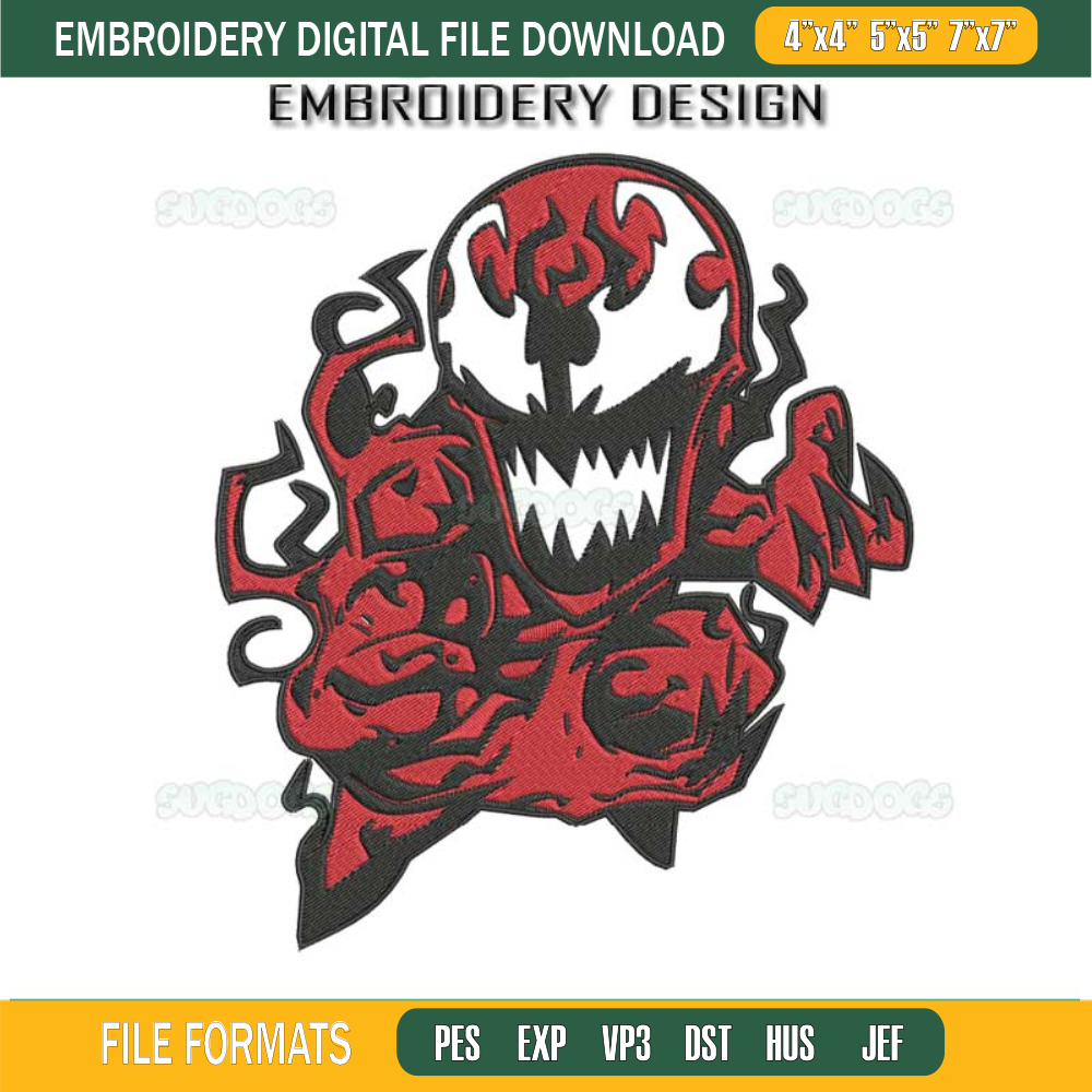 Venom Embroidery Design File, Carnage Embroidery Design File | Inspire ...