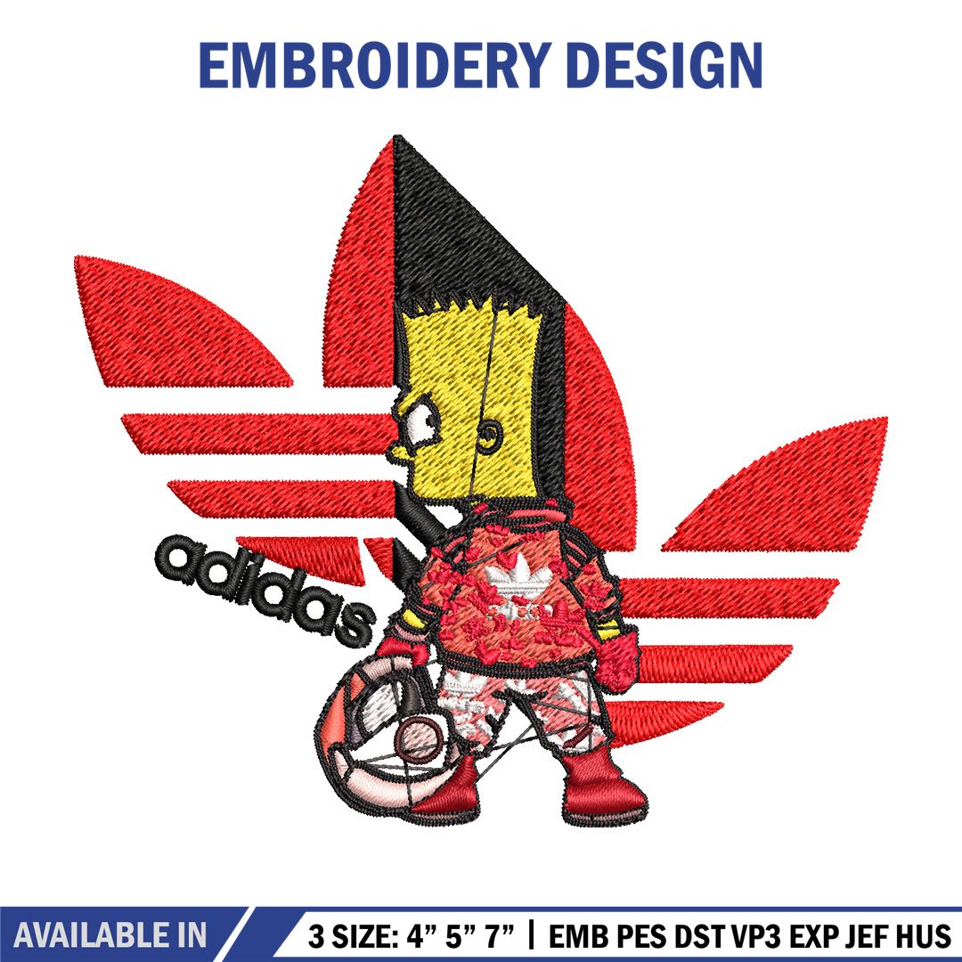 Bart racer adidas Embroidery Design, Adidas Embroidery, Bran | Inspire ...
