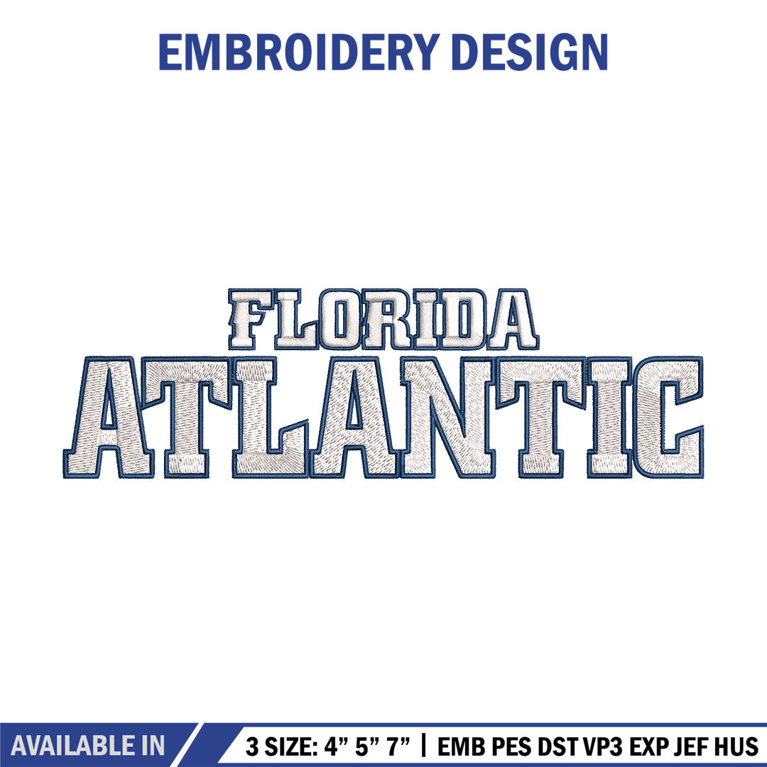 Florida Atlantic logo embroidery design, NCAA embroidery, Sp | Inspire ...