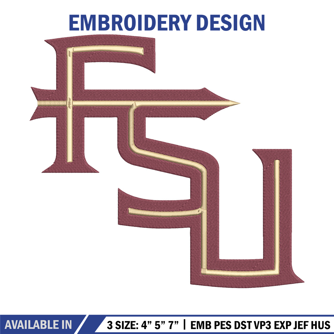 Florida State logo embroidery design, NCAA embroidery,Sport | Inspire ...