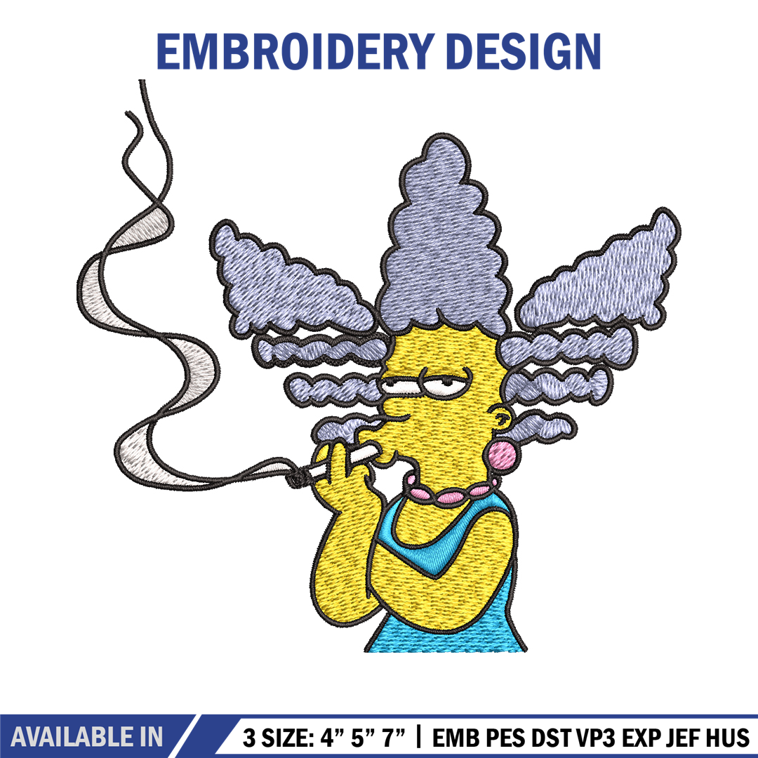 Marge Simpson Smoking Embroidery design, Marge Simpson Embro | Inspire ...