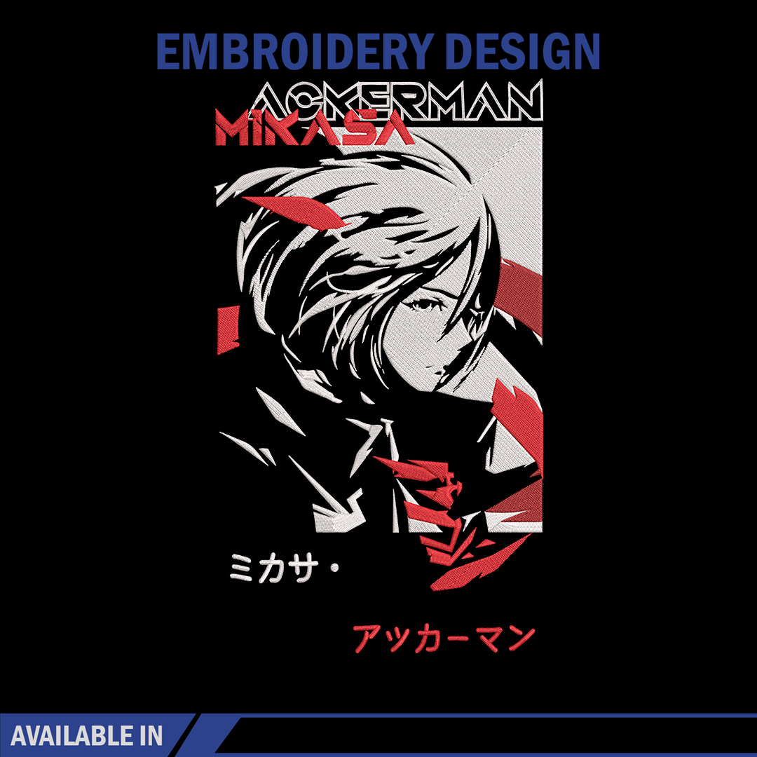 Mikasa ackerman Embroidery Design, Aot Embroidery, Embroider | Inspire ...