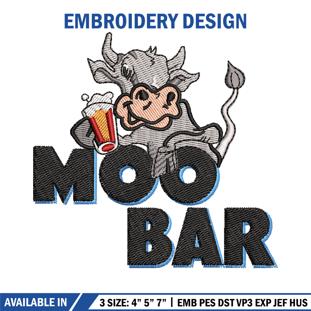 Moo Bar logo embroidery design, Moo Bar embroidery, logo shi | Inspire ...