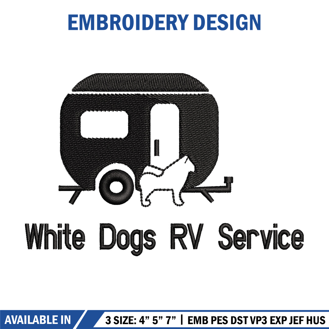 White dog rv service embroidery design, Logo embroidery, Emb | Inspire ...
