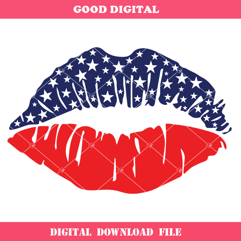 4th of July Lips Svg, American Kiss Svg, Lips Kiss USA Svg 1 | Inspire ...