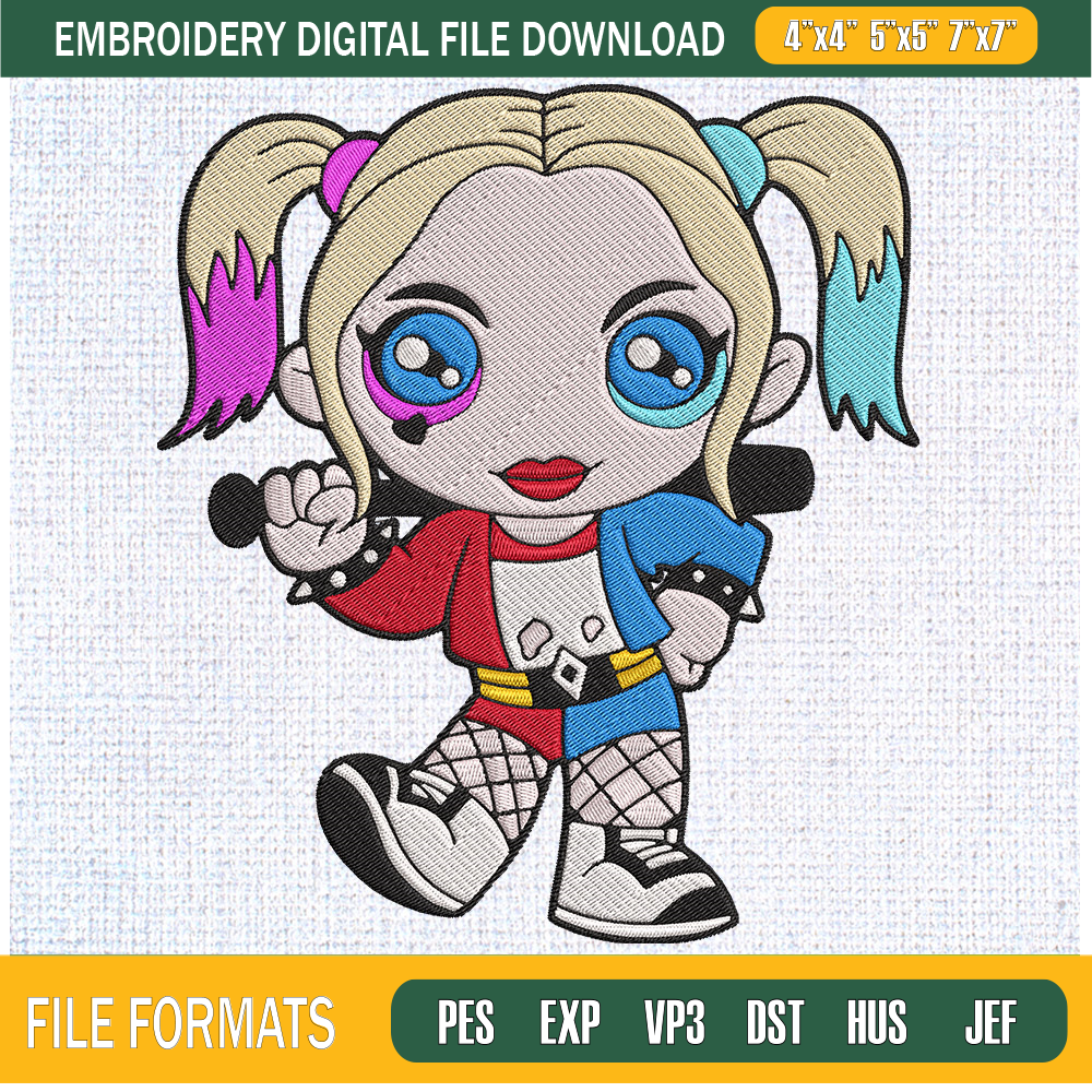 Baby Harley Quinn Embroidery Designs, DC Comics Machine Embr | Inspire ...