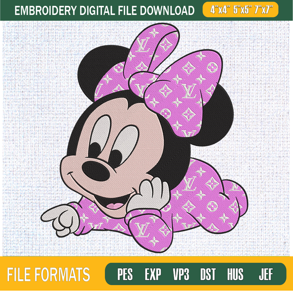 Baby Minnie Mouse Pink Louis Vuitton Embroidery Designs, Dis | Inspire ...