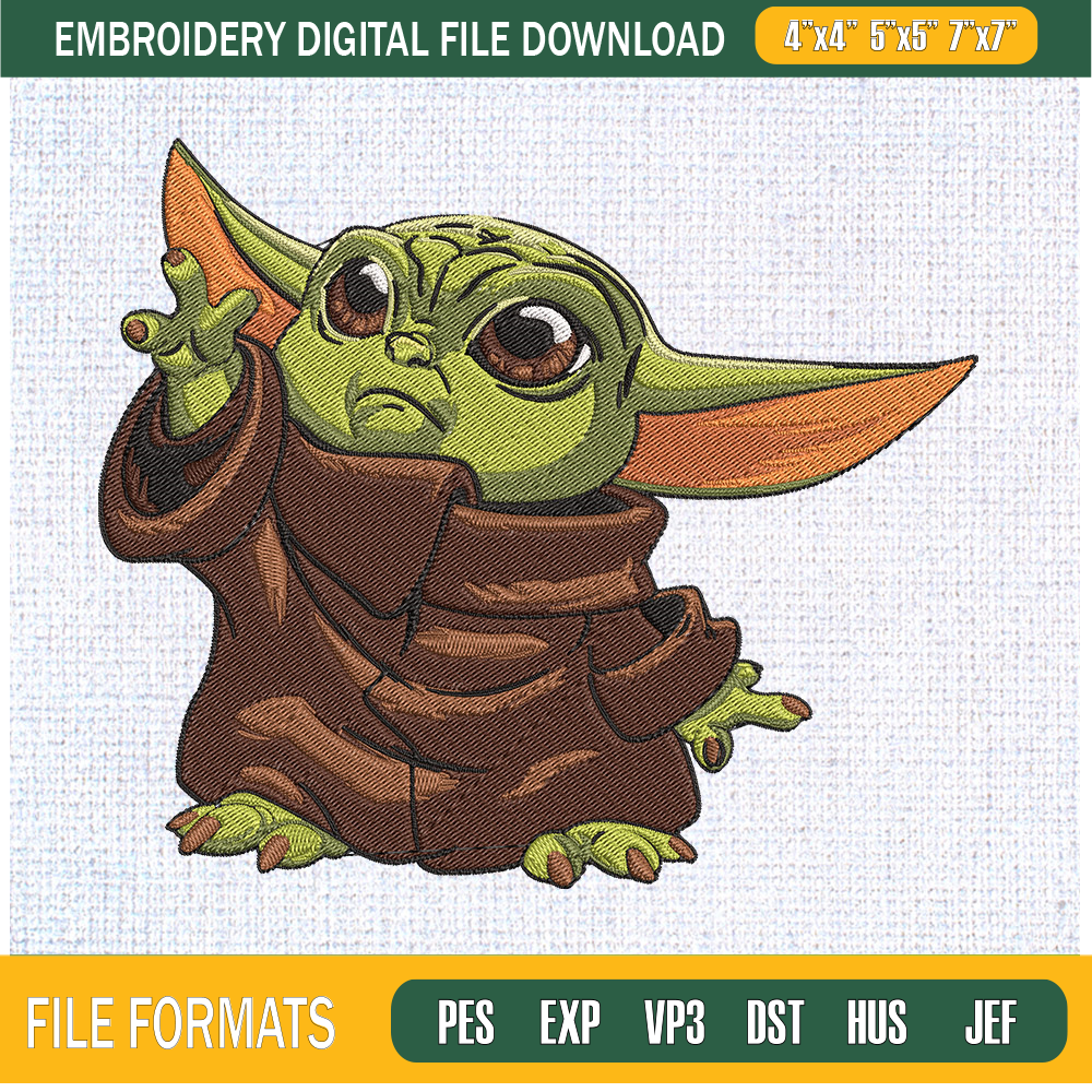 Baby Yoda Star Wars Embroidery Designs, Baby Yoda Machine Em | Inspire ...