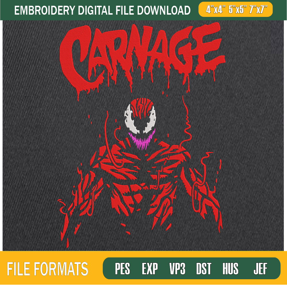 Carnage Embroidery Designs, Venom Machine Embroidery Design, - Inspire Uplift