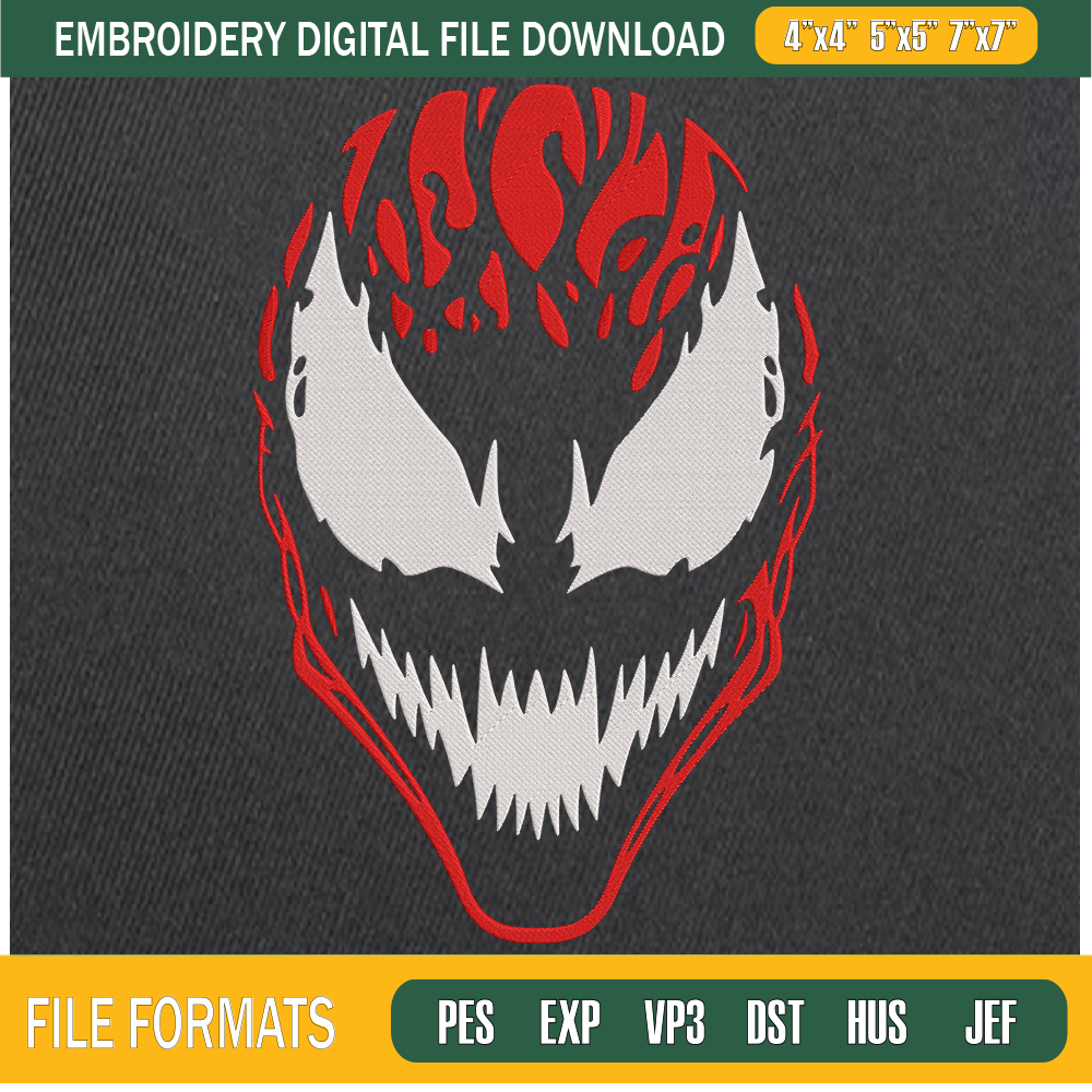 Carnage Head Embroidery Designs, Venom Machine Embroidery De | Inspire ...