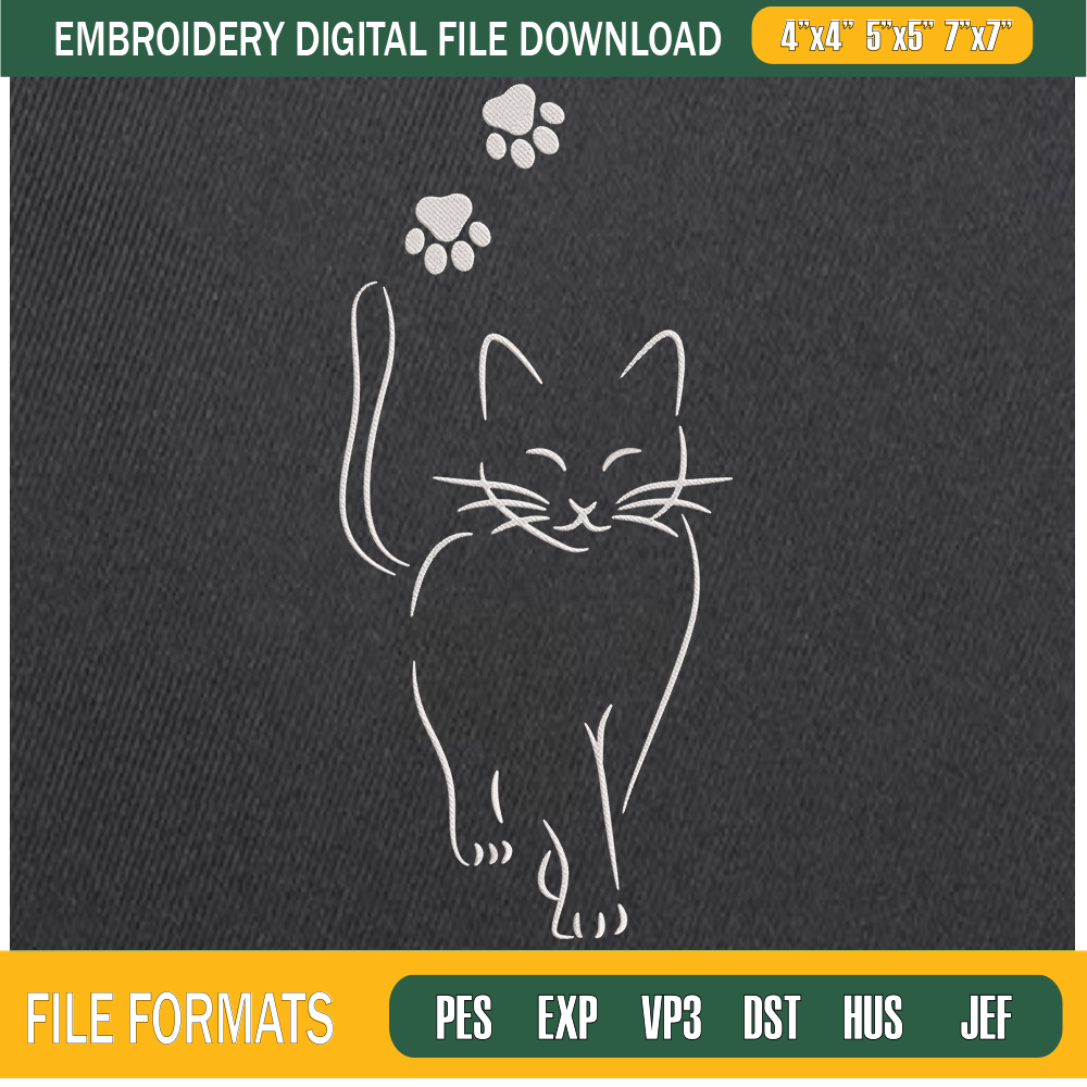Cat Walk Embroidery Designs, Cat Machine Embroidery Design, - Inspire ...