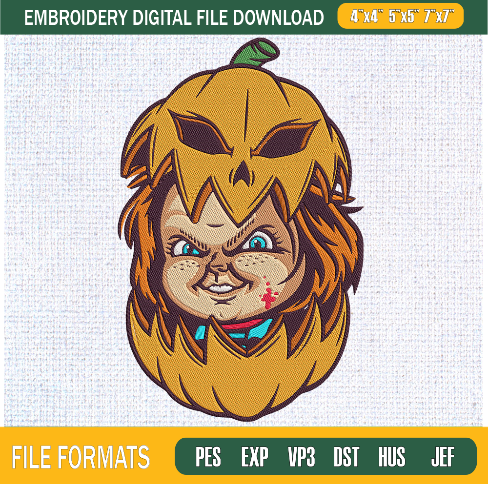 Chucky Inside Pumpkin Embroidery Designs, Halloween Machine | Inspire ...