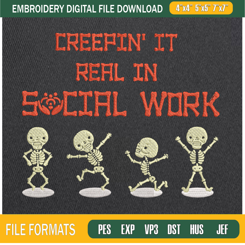 Creepin It Real In Social Work Embroidery Designs, Halloween | Inspire ...