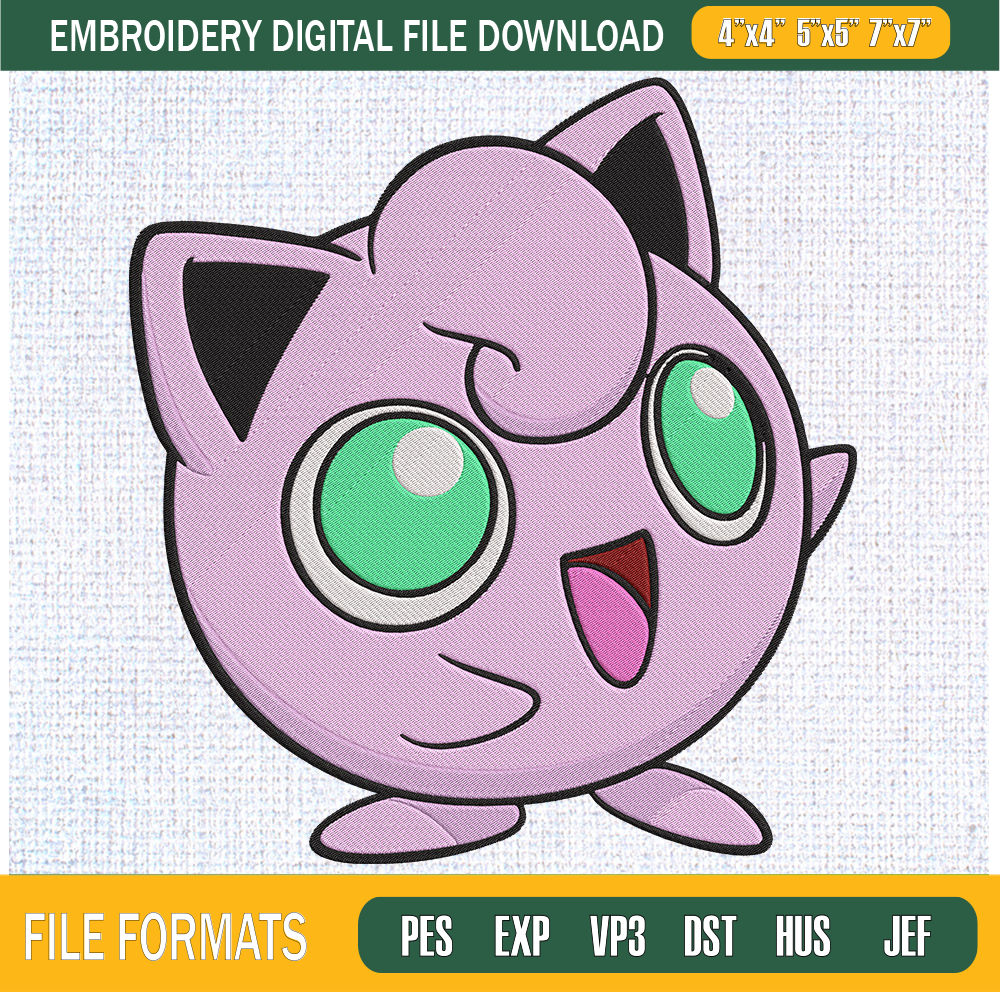 Cute Jigglypuff Pokemon Embroidery Designs, Pokemon Machine | Inspire ...