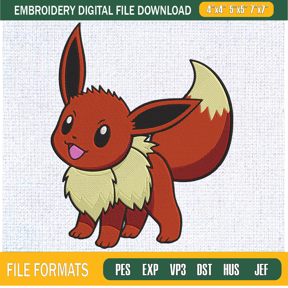 Eevee Pokemon Embroidery Designs, Pokemon Machine Embroidery | Inspire ...