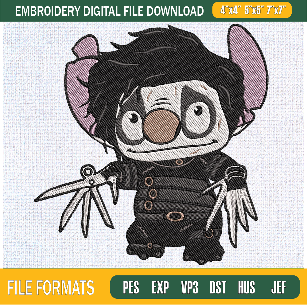 Edward Scissorhands Stitch Embroidery Designs, Halloween Mac | Inspire ...