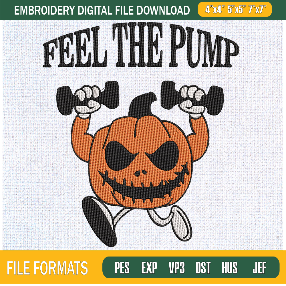 Feel The Pump Weightlifting Embroidery Designs, Halloween Ma | Inspire ...