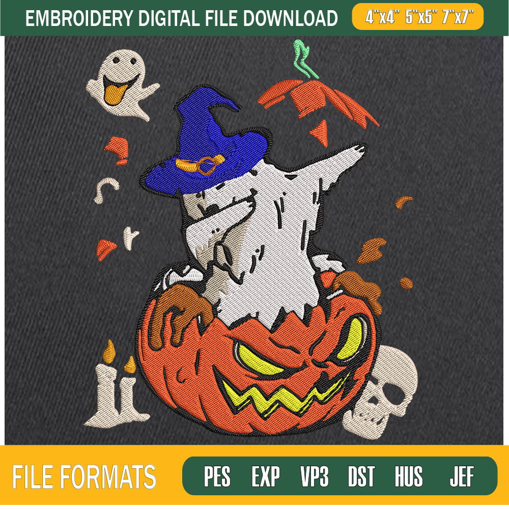 Ghost With Embroidery Designs, Halloween Machine Embroidery | Inspire ...