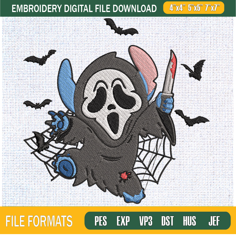 Ghostface Stitch Funny Embroidery Designs, Halloween Machine | Inspire ...
