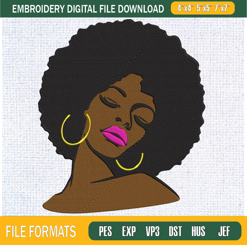 Girl Afro Embroidery Designs, Historically Black Colleges an - Inspire ...