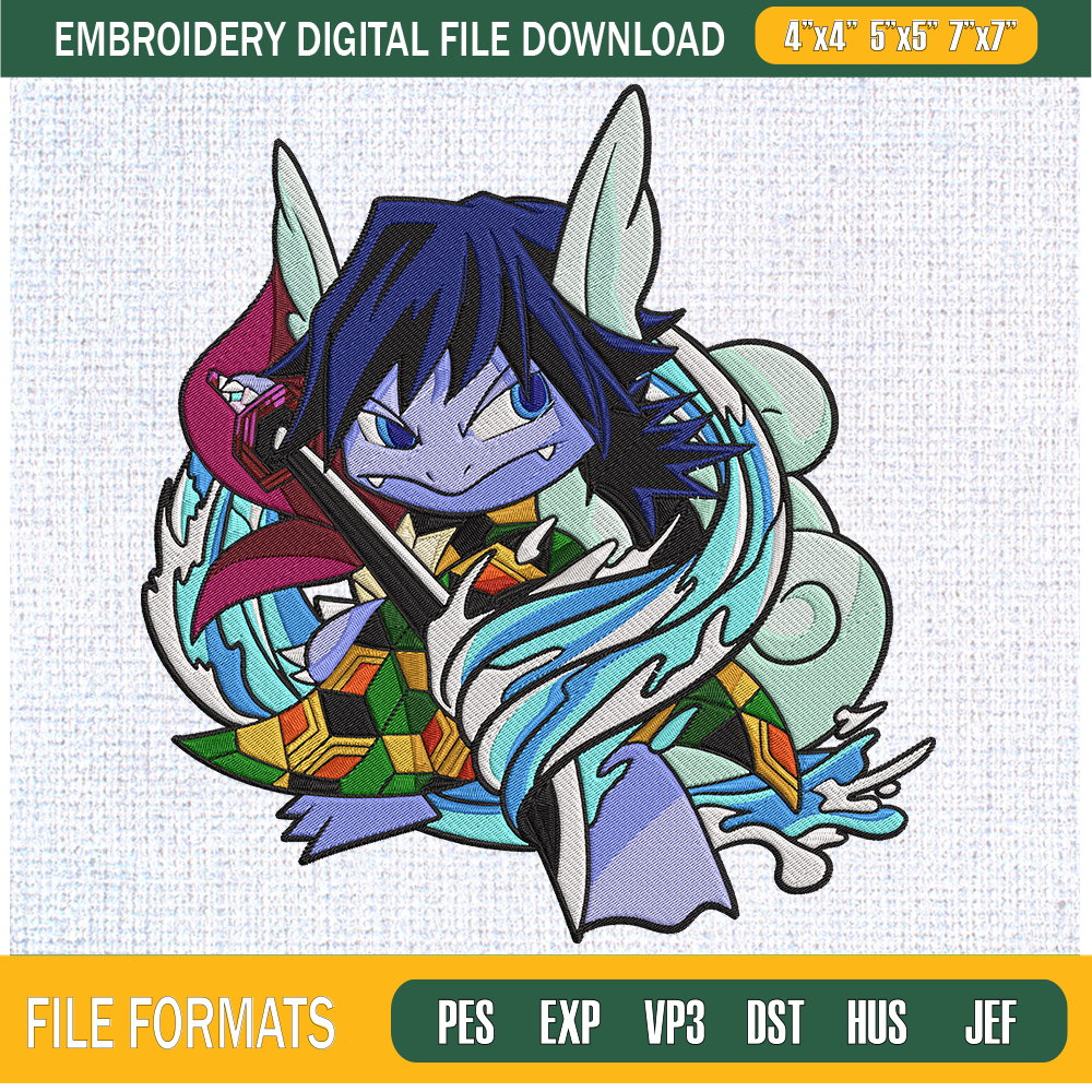 Giyu X Wartortle Embroidery Designs, Kimetsu x Pokemon Machi | Inspire ...