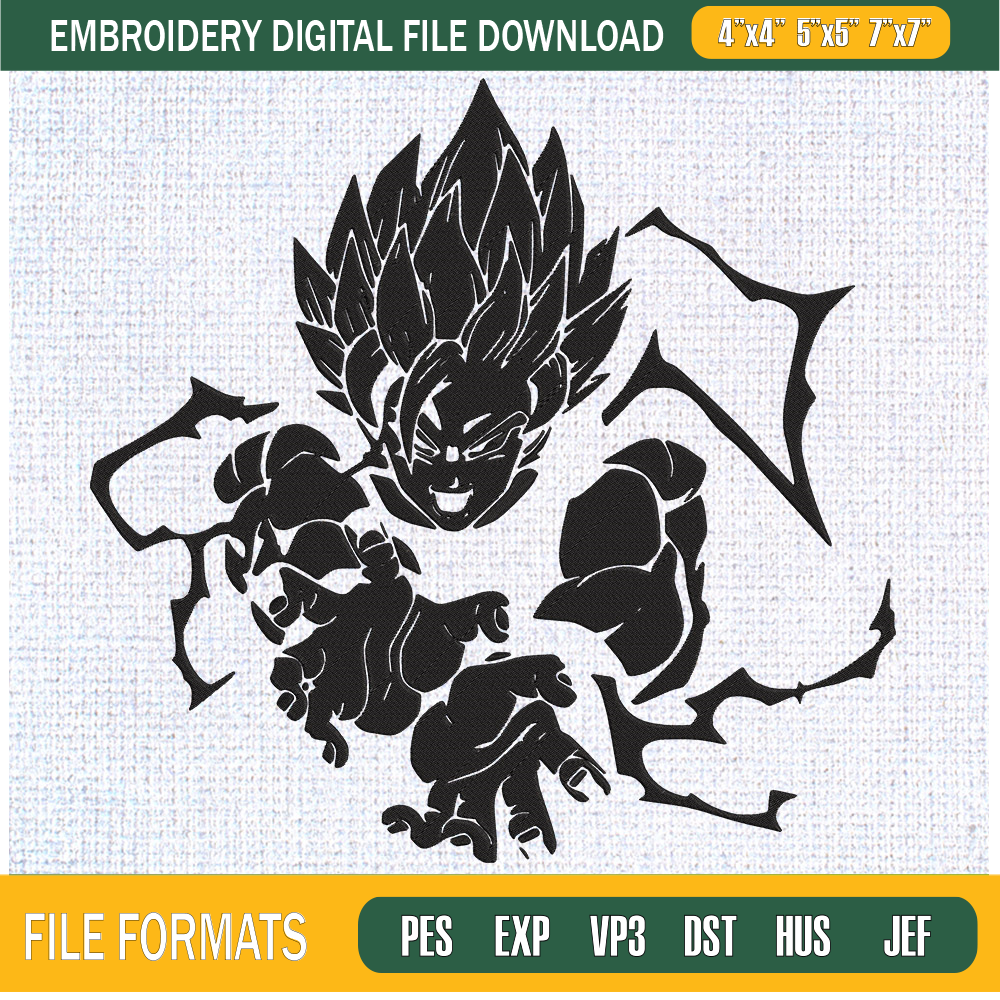 Goku Super Saiyan Attack Embroidery Designs, Dragon Ball Mac - Inspire ...