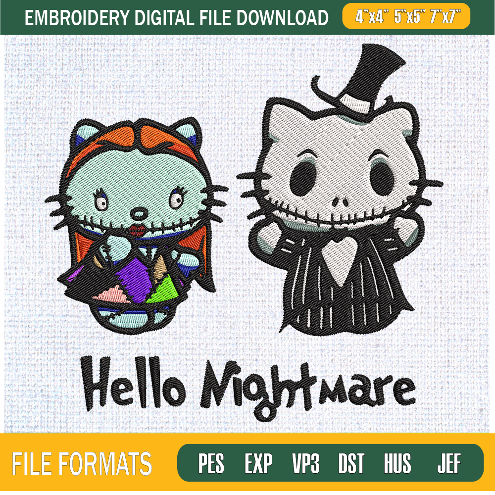Hello Nightmare Jack and Sally Embroidery Designs, Halloween | Inspire Uplift