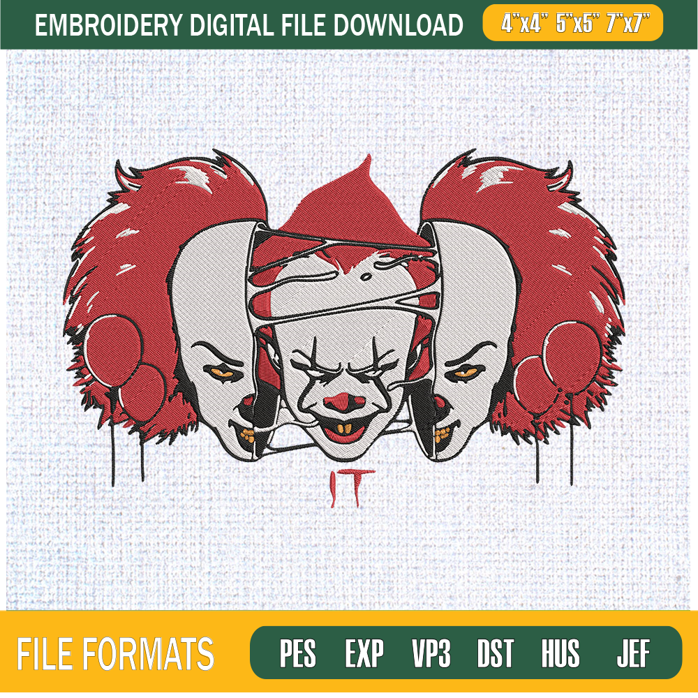 It Inside Head Pennywise Embroidery Designs, Halloween Machi | Inspire ...