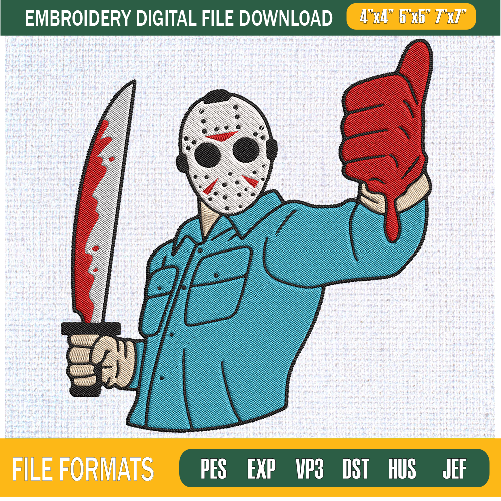 Jason Voorhees Super Like Killer Embroidery Designs, Hallowe | Inspire ...