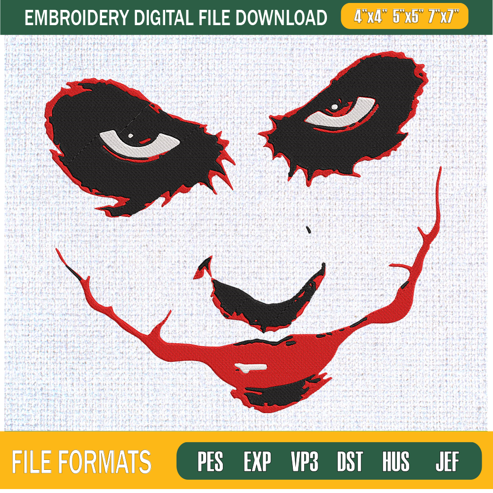 Joker Face Embroidery Designs, Joker Machine Embroidery Desi | Inspire ...