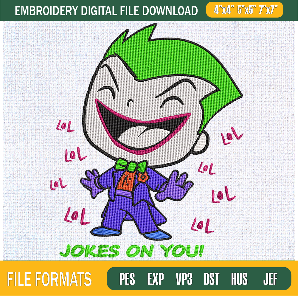 Jokes On You Embroidery Designs, DC Comics Machine Embroider | Inspire ...