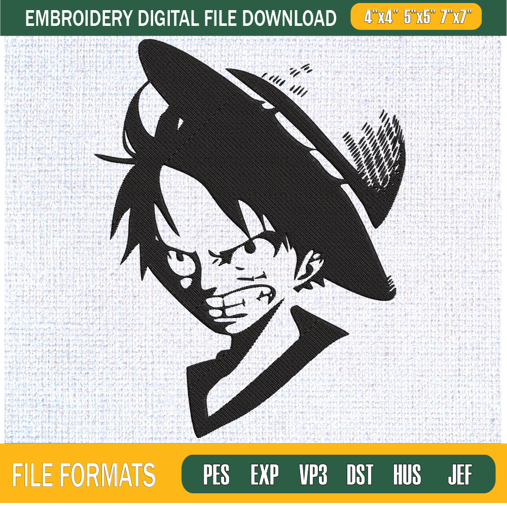 Luffy Angry One Piece Embroidery Designs, One Piece Machine | Inspire ...