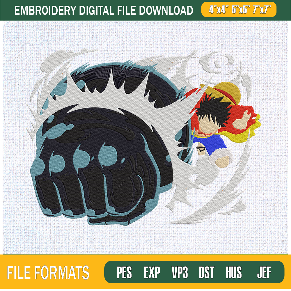 Luffy Gear Three Embroidery Designs, One Piece Machine Embro | Inspire ...