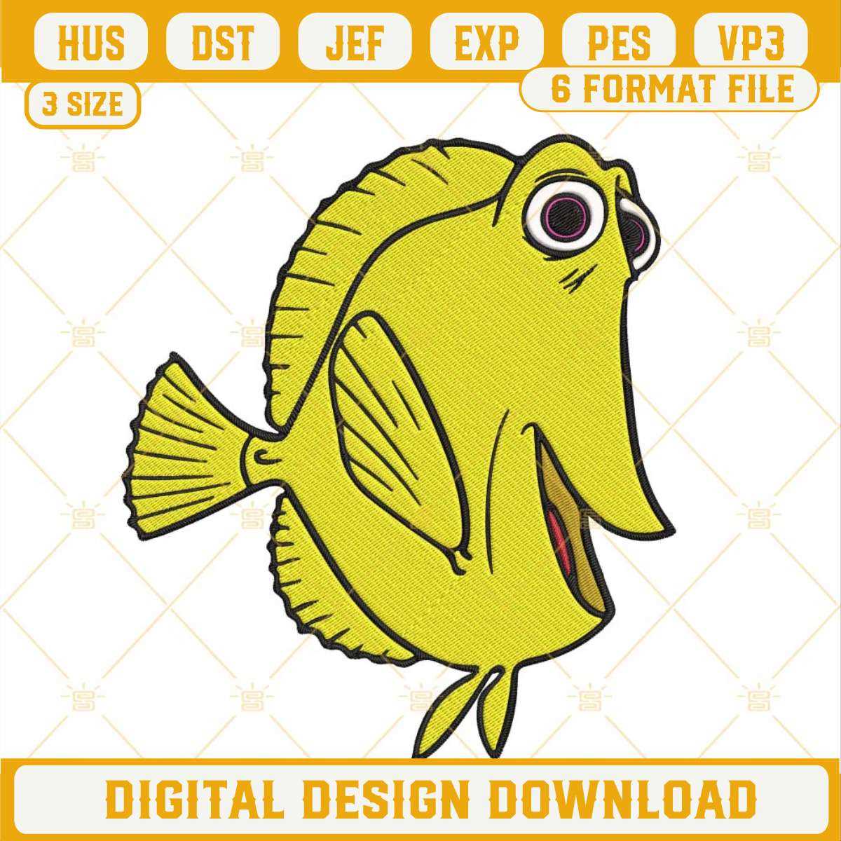 Bubbles The Yellow Fish Embroidery Files, Finding Nemo Machi | Inspire ...