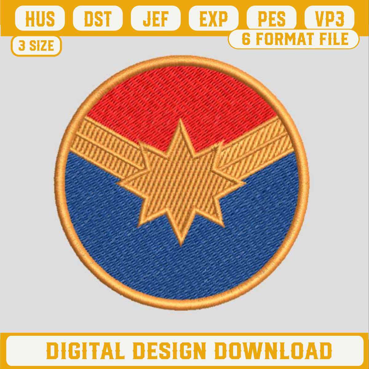 Captain Marvel Design, Captain Marvel Embroidery Files, Aven | Inspire ...