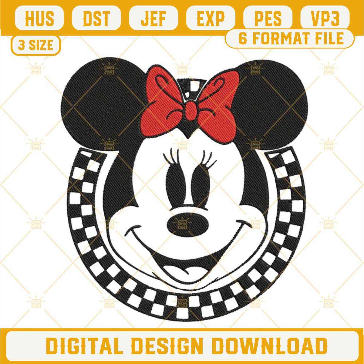 Checkered Minnie Mouse Machine Embroidery Designs, Disney Re | Inspire ...