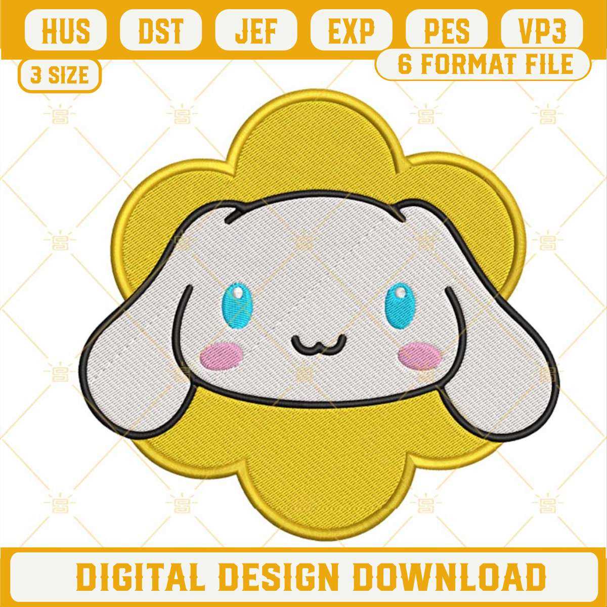 Cinnamoroll Face Flower Embroidery Designs, Sanrio Cinnamoro | Inspire ...
