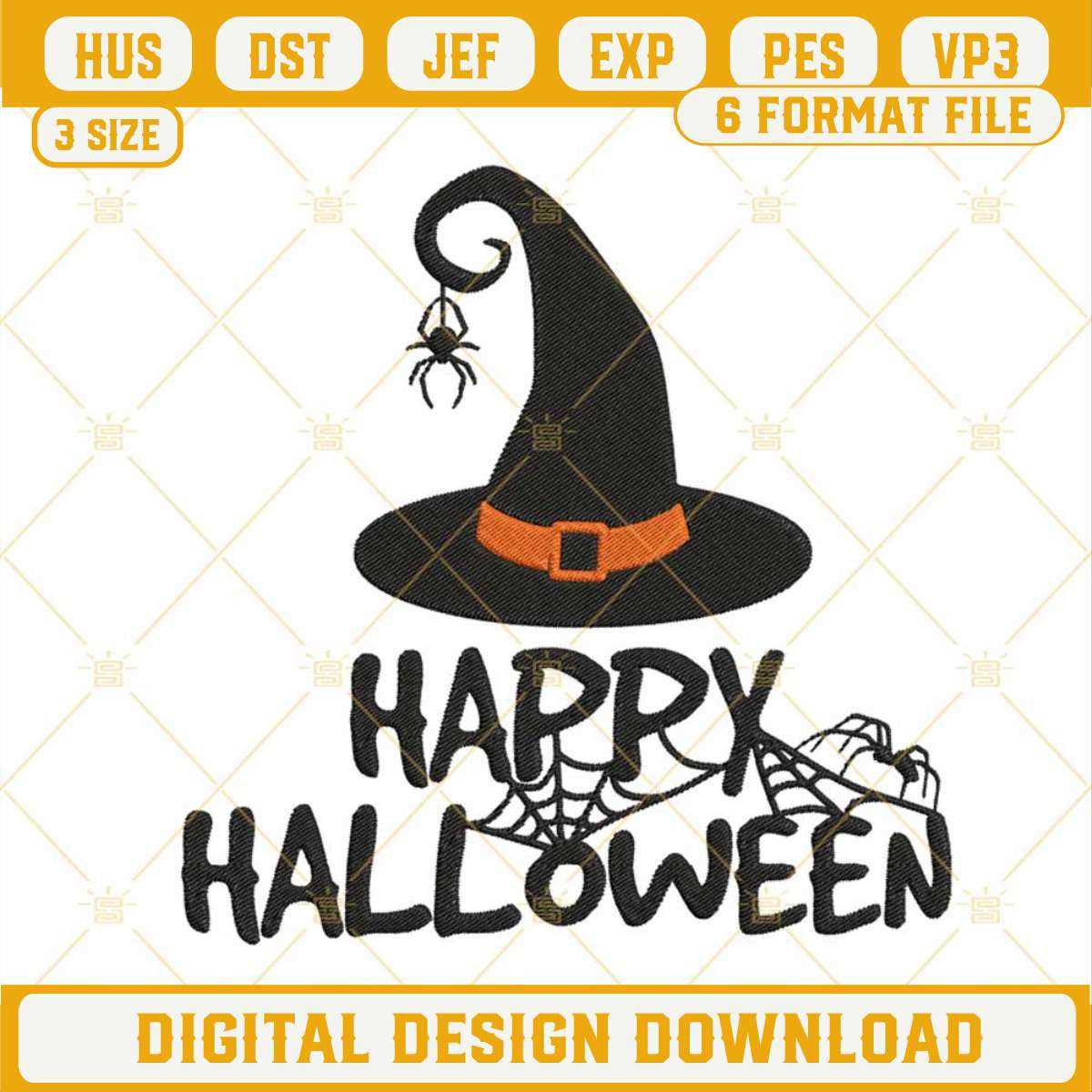 Happy Halloween Witch Hat Machine Embroidery Designs.jpg | Inspire Uplift
