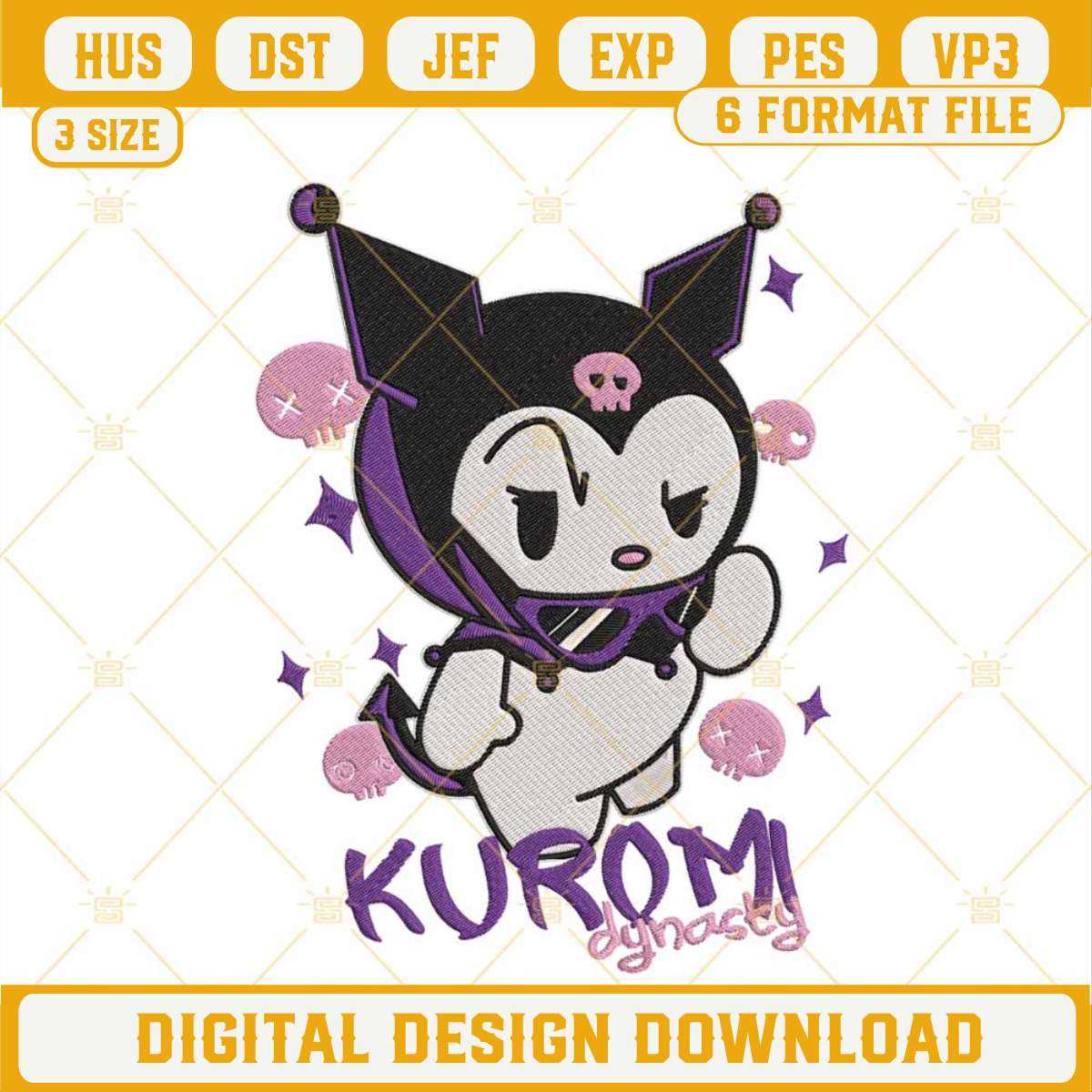 Kuromi Dynasty Embroidery Design, Hello Kitty Characters Emb | Inspire ...