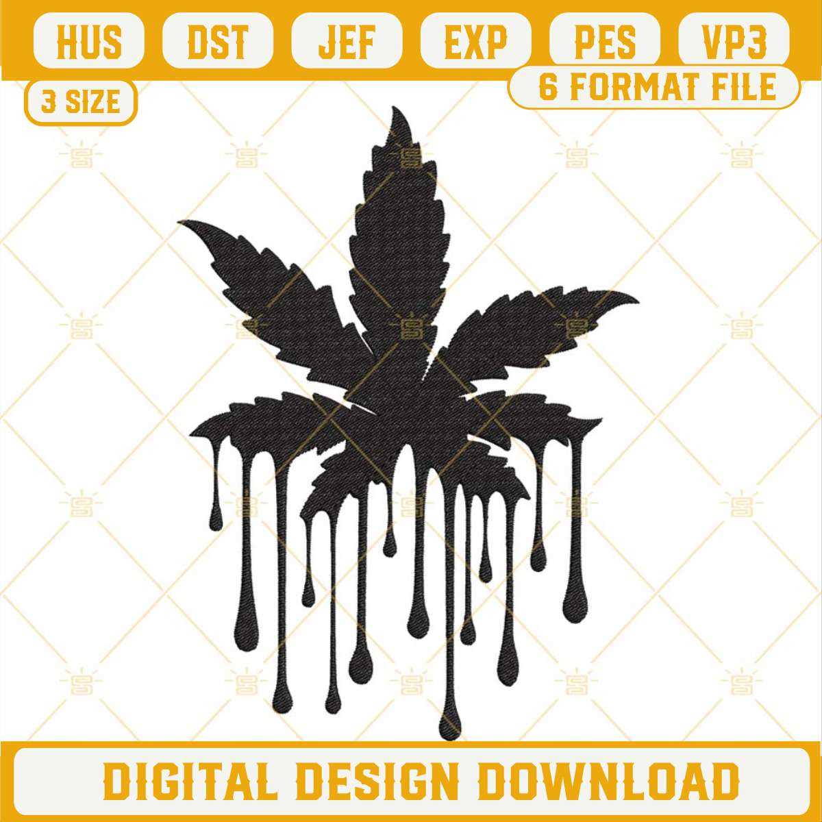 Marijuana Pot Leaf Drip Embroidery Designs, Cannabis Embroid | Inspire ...