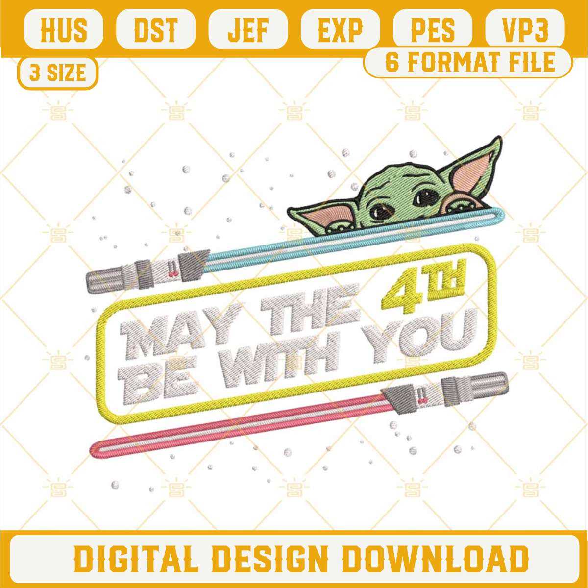 May The 4th Be With You Embroidery Designs, Baby Yoda Star W | Inspire ...